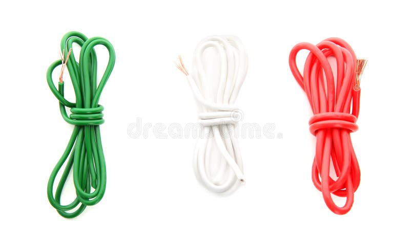 Different Wires on White Background, Top View. Electrical Repair Stock ...