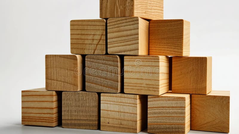 Different Wooden Blocks Arranged in a Pyramid Shape Emphasizing ...