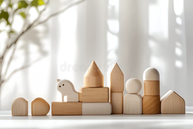 Different Wooden Figures on a White Background. Stock Illustration ...