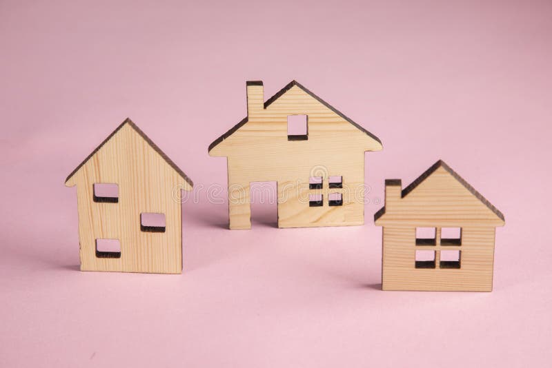 Different Wooden House Models on Table Stock Photo - Image of model ...