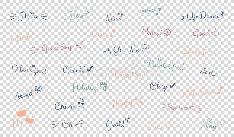 Different Words and Signs Icons Set - Simple Flat Vector Illustrations ...