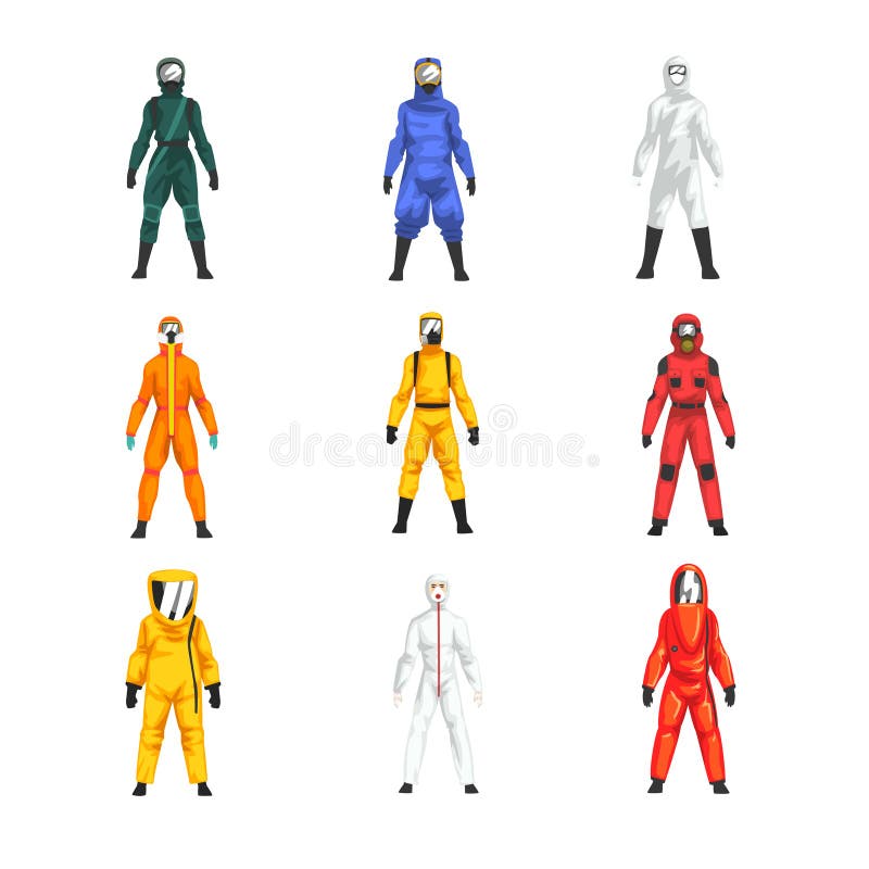 Different Workers in Protective Suits and Helmets Set, Professional ...