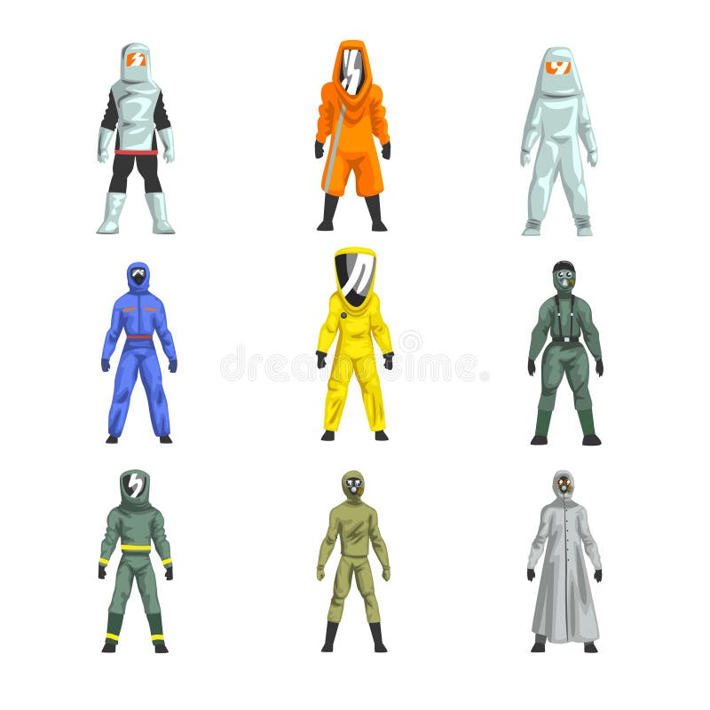 Different Workers in Protective Suits Set, Men in Professional ...