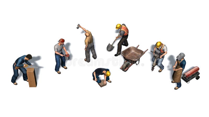 Different Workers with Their Tools - Isolated on White Background Stock ...