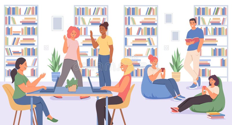 Friendly Students Studying, Reading Books, Working with Projects on ...