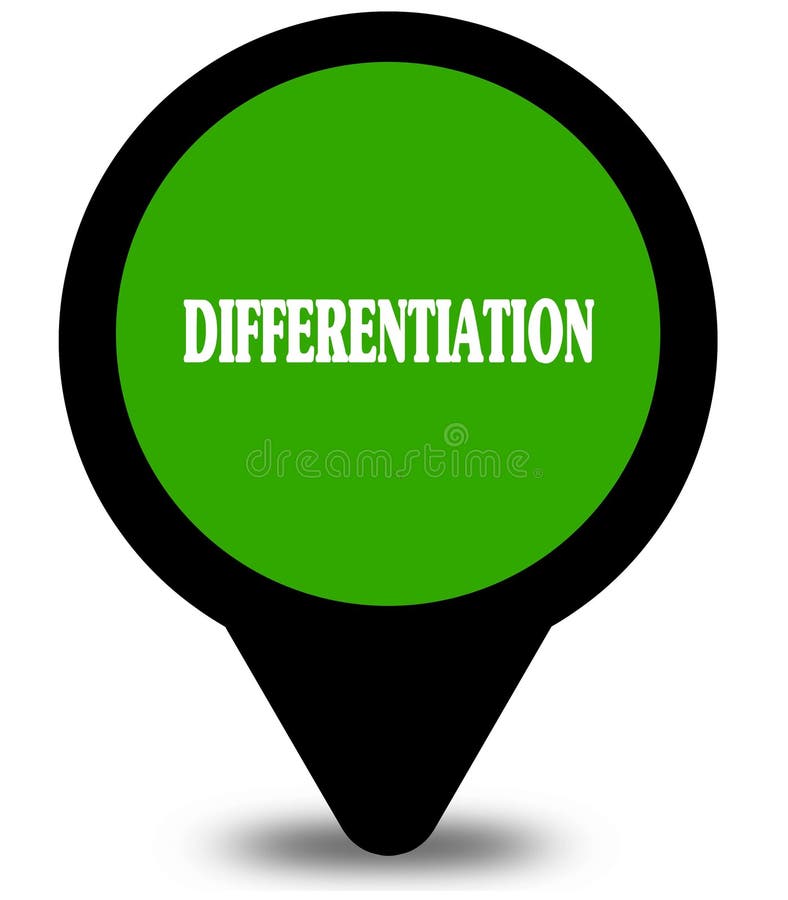 DIFFERENTIATION on Green Location Pointer Graphic Stock Illustration ...