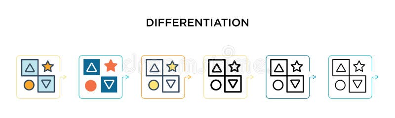 Differentiation Vector Icon in 6 Different Modern Styles. Black, Two ...