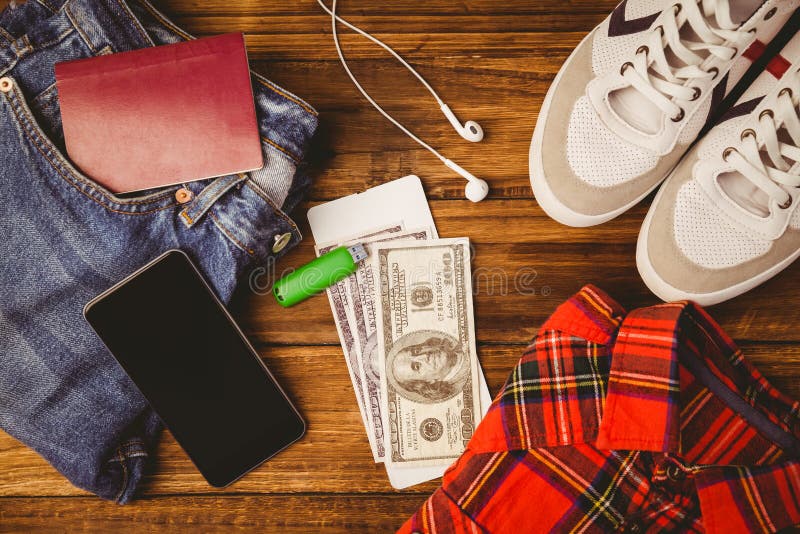 Differents Objects Using for Adventure Stock Image - Image of dollars ...