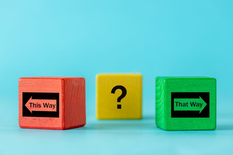 Difficult Choice of the Right Path, Color Blocks with Arrows in ...