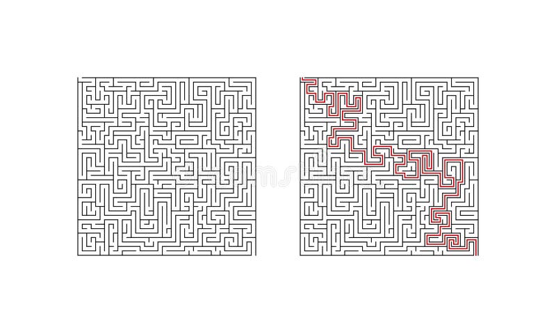 Difficult Labyrinth Maze Game Stock Vector - Illustration of line ...