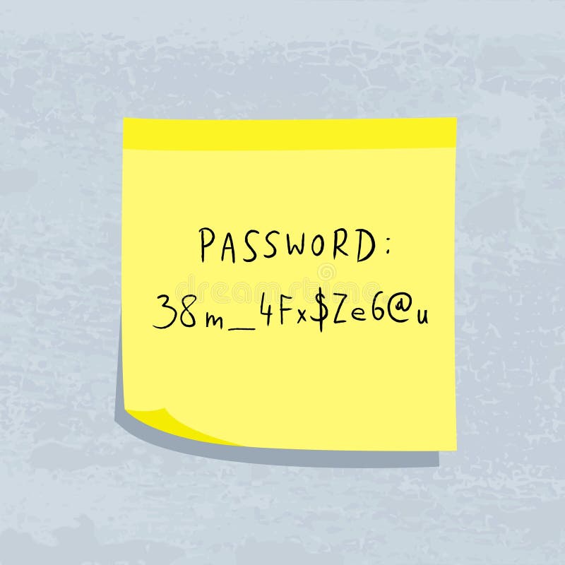 Difficult Password on Sticky Note Stock Vector - Illustration of ...
