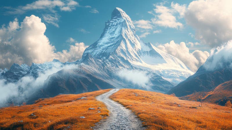 A Difficult Path Winding Towards a Grand Mountain Summit, Representing ...