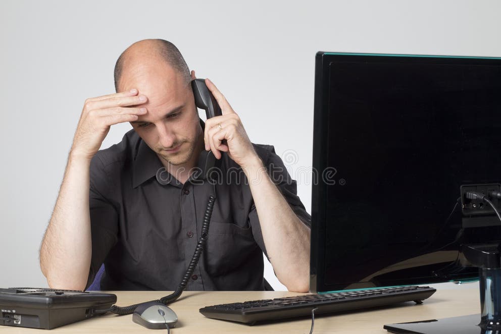 Difficult phone call stock image. Image of marketing - 61811025