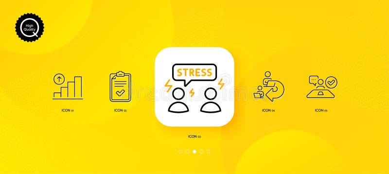 Difficult Stress, Job Interview and Graph Chart Minimal Line Icons. for ...