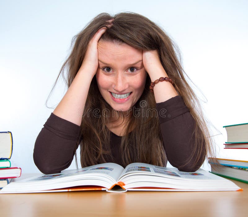 Difficult studies stock image. Image of model, literature - 35043275