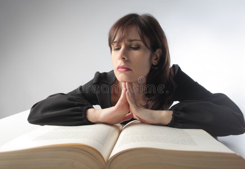 Difficult text stock image. Image of book, student, woman - 18034617