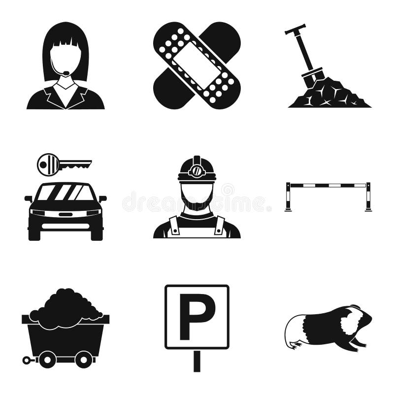 Difficult Work Icons Set, Simple Style Stock Vector - Illustration of ...