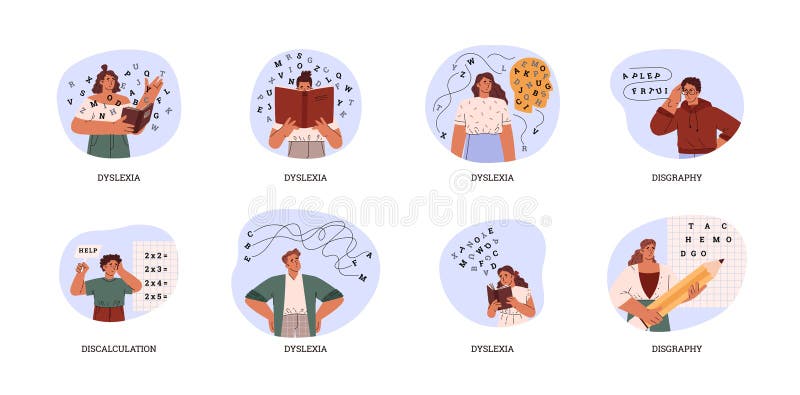 Difficulties Learning, Dysgraphia and Dyslexia Concept, People ...