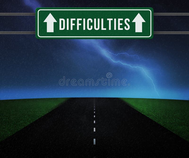 Difficulties Sign on the Road Stock Illustration - Illustration of ...