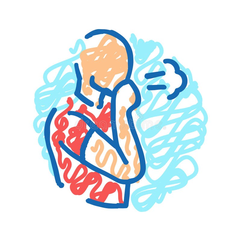 Difficulty Breathing Disease Symptom Icon Doodle Illustration Stock ...