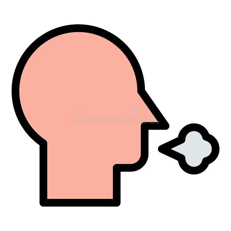 Difficulty Breathing Icon Respiratory Distress in Flat Line Color Style Stock Vector ...