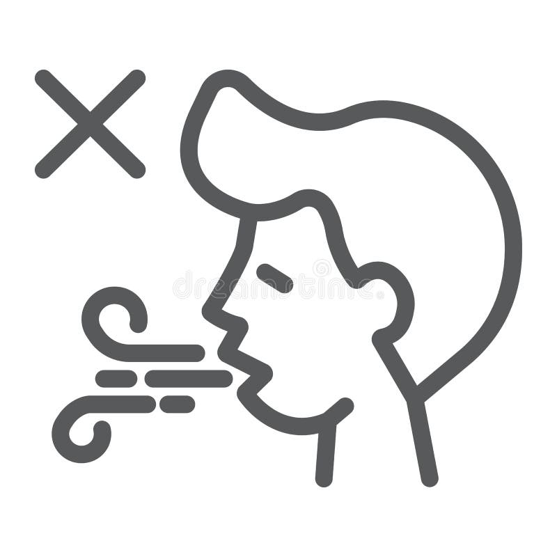 Difficulty Breathing Line Icon, Dysnea and Covid-19, Coronavirus ...