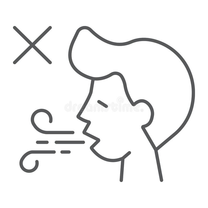 Difficulty Breathing Thin Line Icon, Dysnea And Covid-19, Coronavirus ...