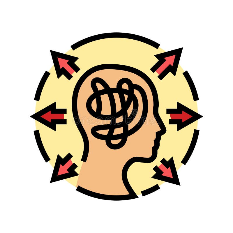 Difficulty Concentrating Disease Symptom Color Icon Vector Illustration ... Difficulty Concentrating Disease Symptom Color Icon Vector Illustration ...