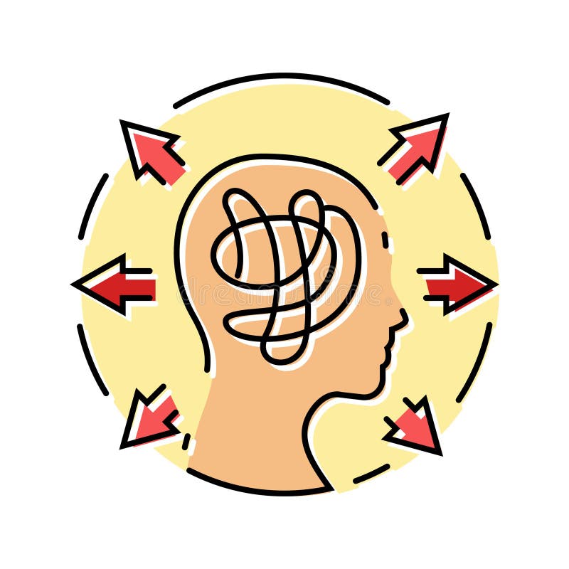 Difficulty Concentrating Disease Symptom Color Icon Vector Illustration ... Difficulty Concentrating Disease Symptom Color Icon Vector Illustration ...