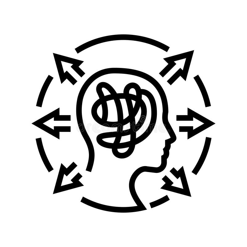 Difficulty Concentrating Disease Symptom Line Icon Vector Illustration ...