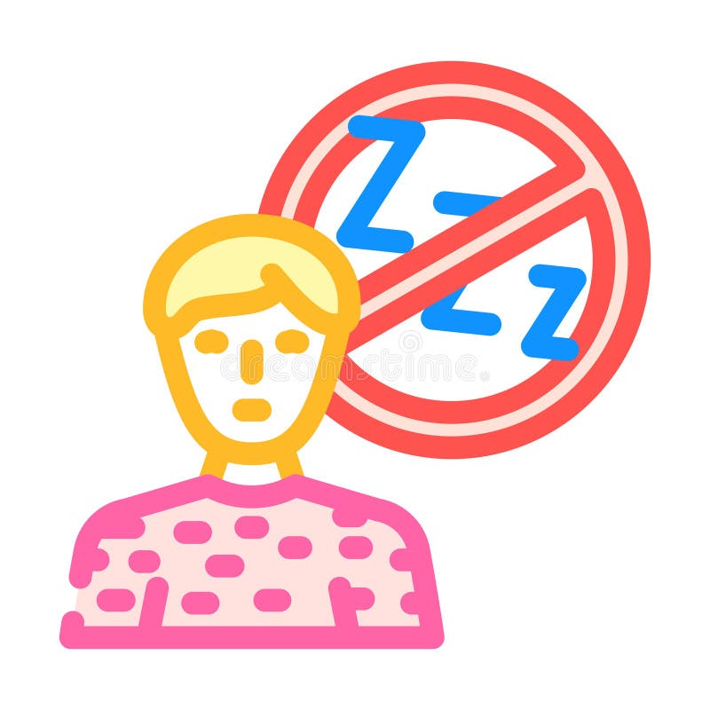 Difficulty Sleeping Disease Symptom Color Icon Vector Illustration ...