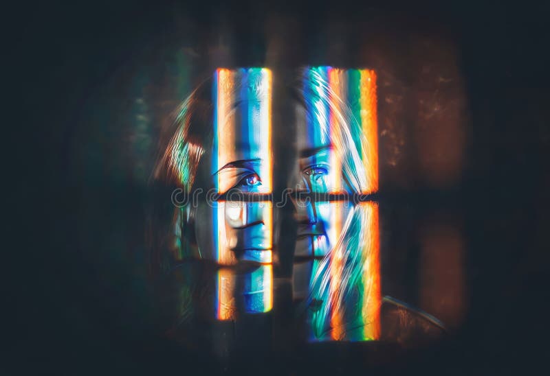 Diffraction Grating Portrait Portrait Taken through a Diffractio Stock ...