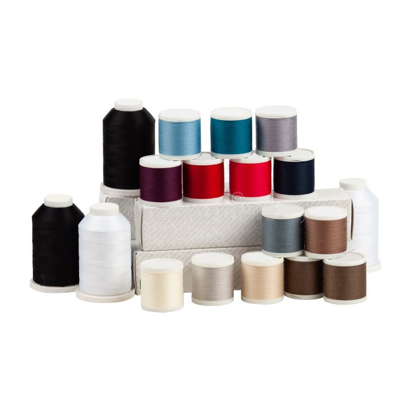 Diffrent Sewing Thread Spools Set Isolated on White Stock Image - Image ...