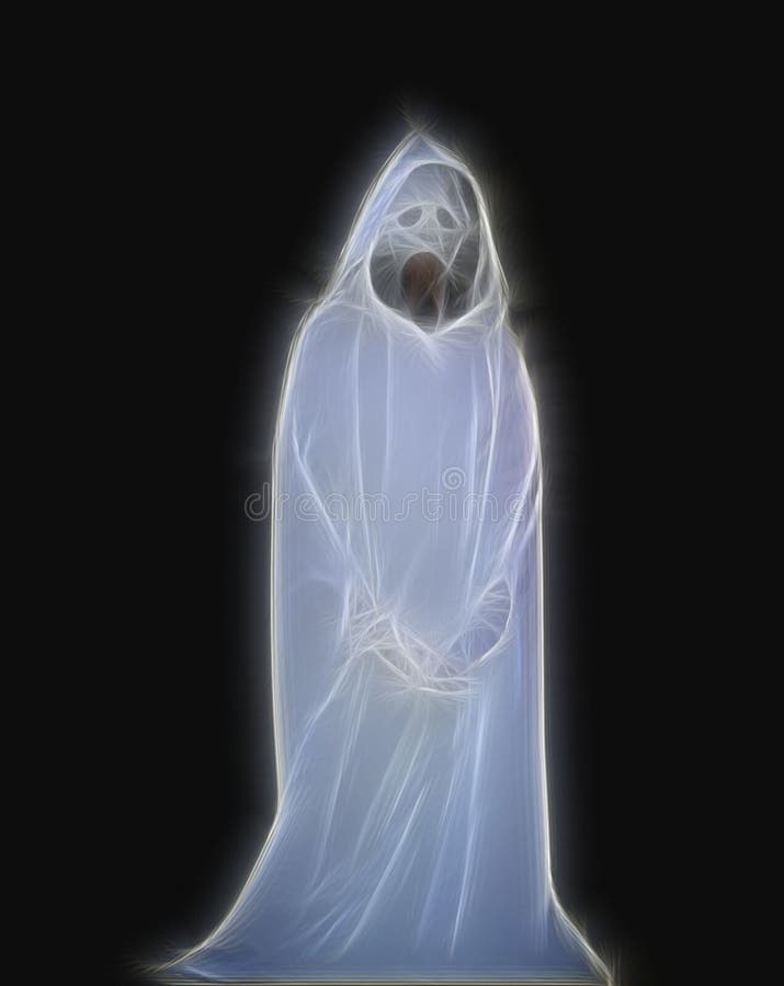 White Ghost Lady in Haunted House Stock Illustration - Illustration of ...