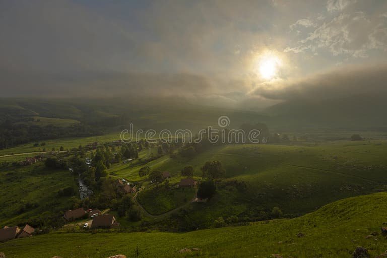 Diffused Sunlight through Low Clouds at Sunset Stock Image - Image of ...