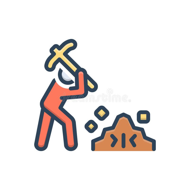 Color Illustration Icon for Dig, Ditching and Pit Stock Illustration ...