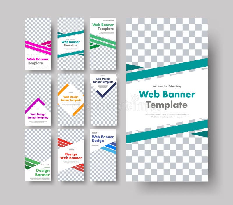 Dig Set of White Vertical Web Banners with Space for Graphic Images and ...