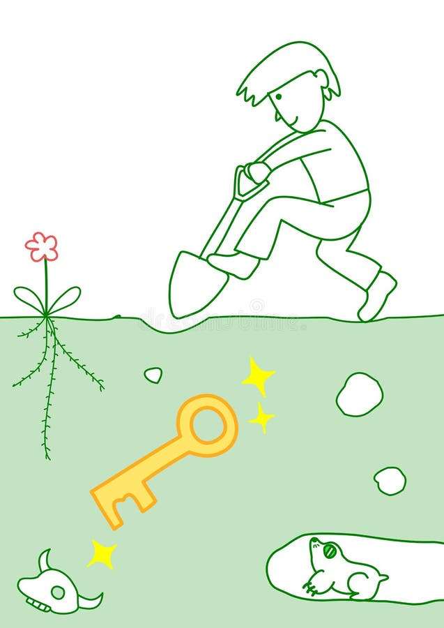 Dig up the key stock vector. Illustration of earth, cute - 44727859