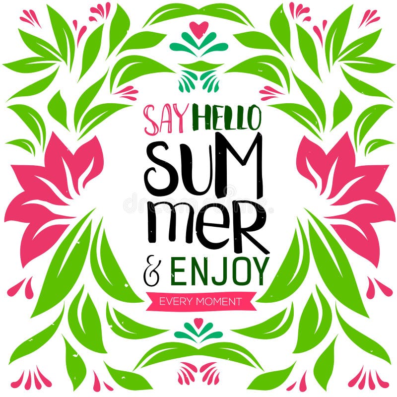 Diga Hola El Ejemplo De Las Letras Del Verano Ilustración del Vector ...