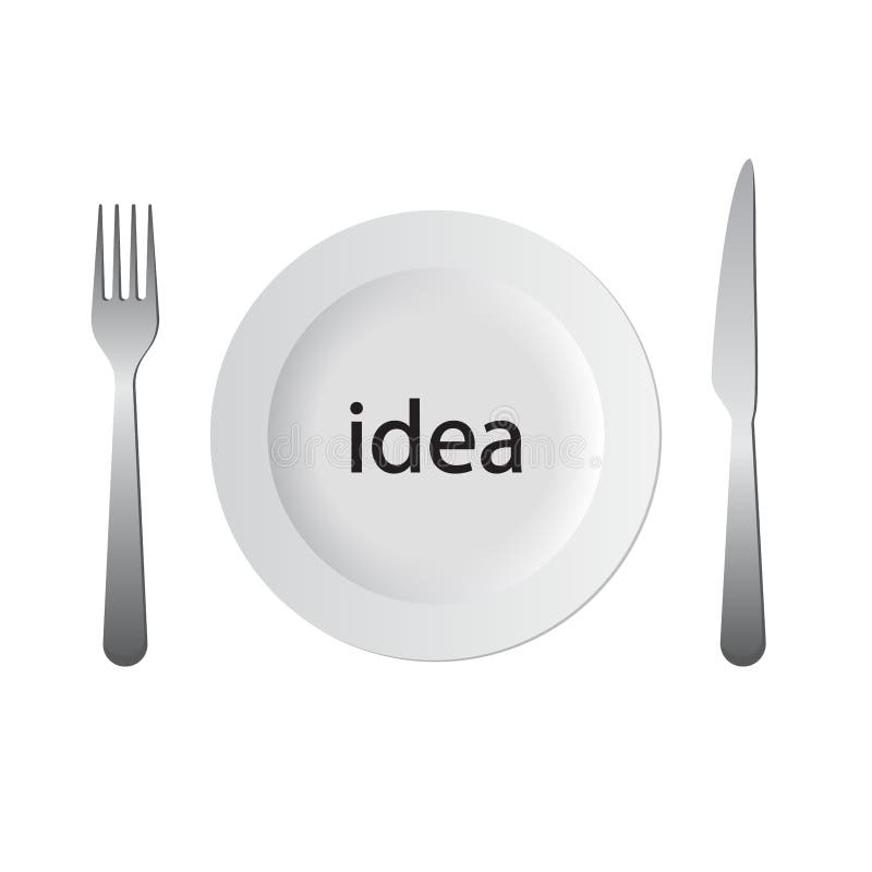 Digest the Idea. Plate Knife Fork. Creativity Stock Vector ...