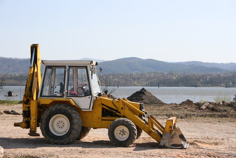 Red Digger Near Old Pond in Clay Near Stara Hlina South Bohemia Village ...