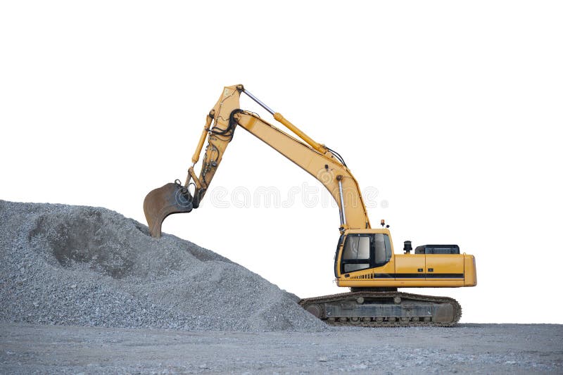 Digger with Big Heap of Gravel Stock Image - Image of excavating ...