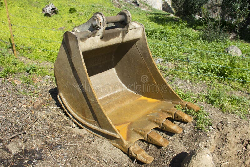Big digger bucket stock image. Image of grass, large - 25679591