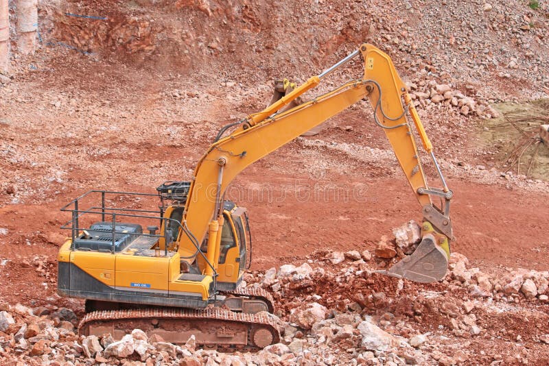 Digger on a Construction Site Stock Image - Image of bank, excavator ...