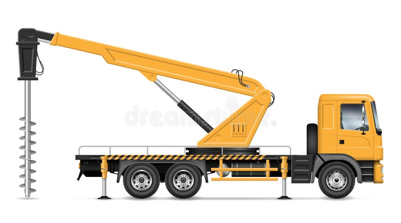 Digger Derrick Truck Side View Vector Illustration Stock Vector ...
