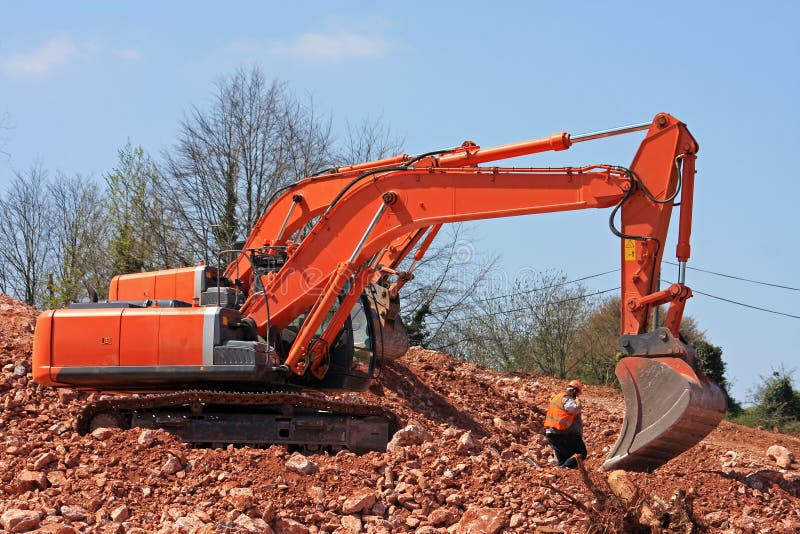 Digger stock photo. Image of rock, swing, works, building - 34716310