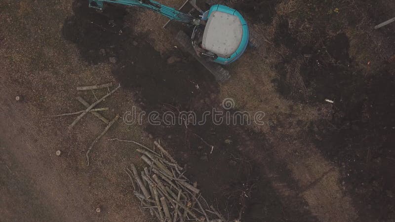 Digger digs tree stumps stock footage. Video of natural - 171791664