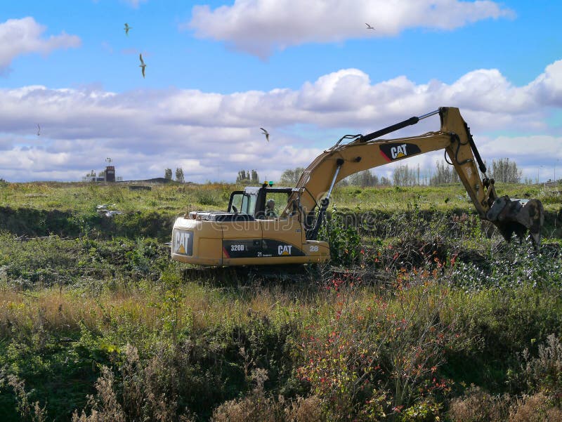 Digger Doing Reclamation Work Editorial Image - Image of economy ...