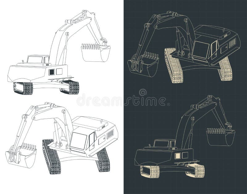 Digger drawings stock vector. Illustration of blueprints - 240219752