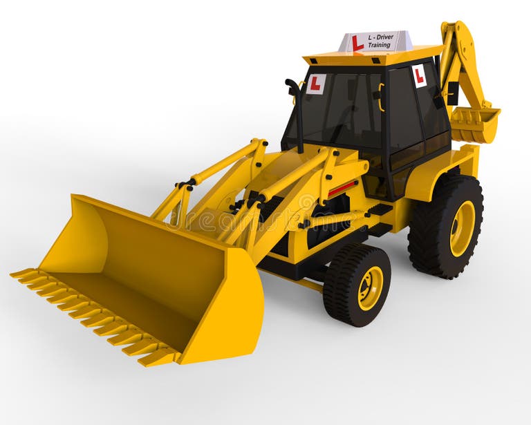 Digger Driving School Concept Stock Illustration - Illustration of ...